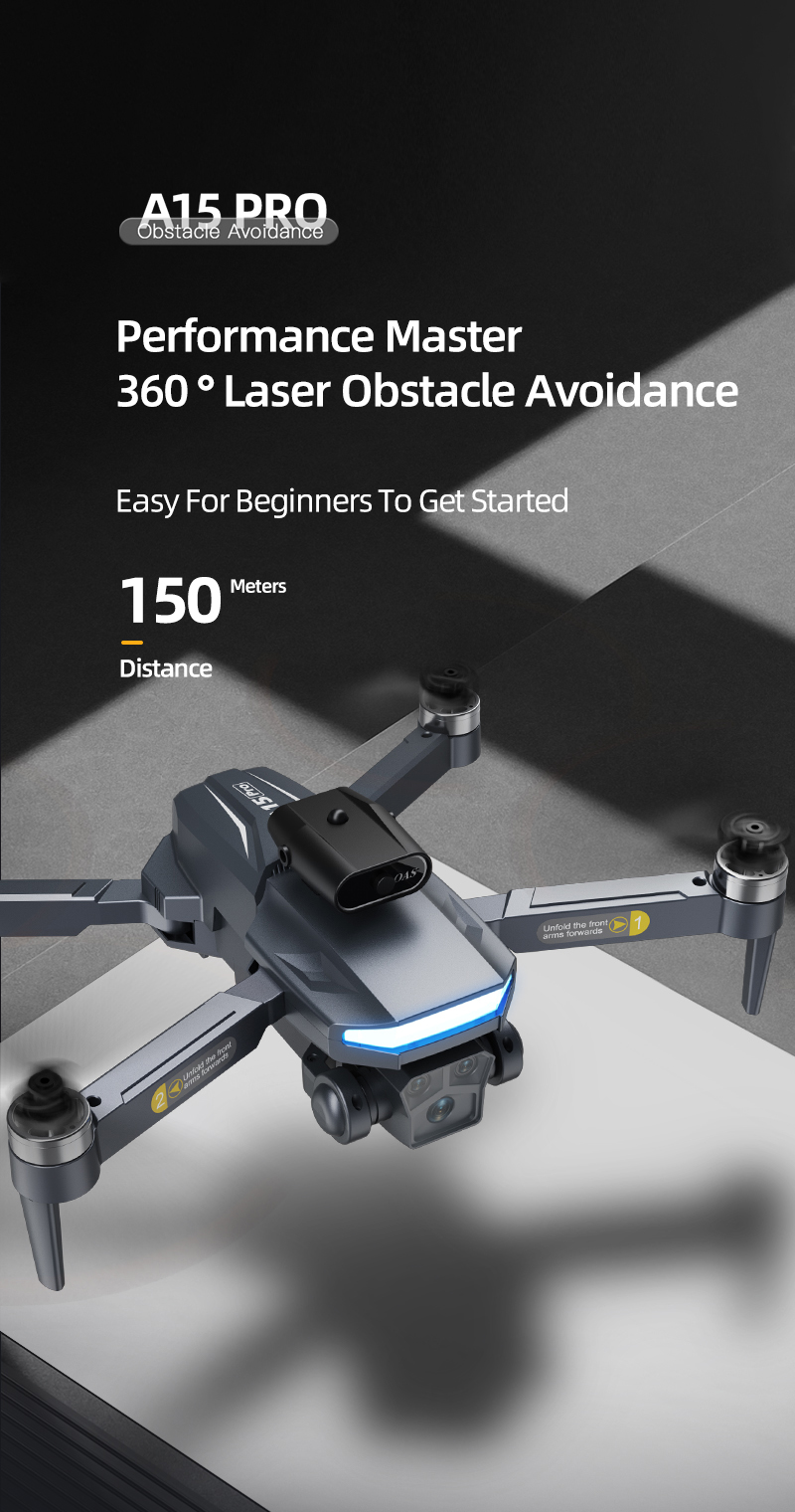 【New】 A15 Pro Brushless Drone Optical Flow 360° Obstacle Avoidance ...