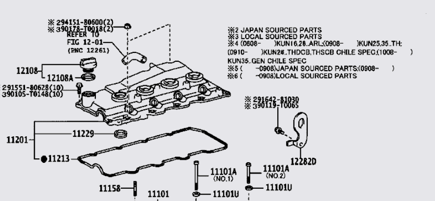 VALVE COVER ASSY TOYOTA KUN25 KUN26 KDH200 KUN60 1KD 2KD, HILUX HIACE FORTUNER/ CYLINDER HEAD ...