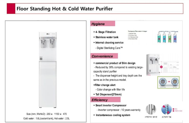 LG PuriCare Office Water Purifier stand with 4-stage filtration S2 ...