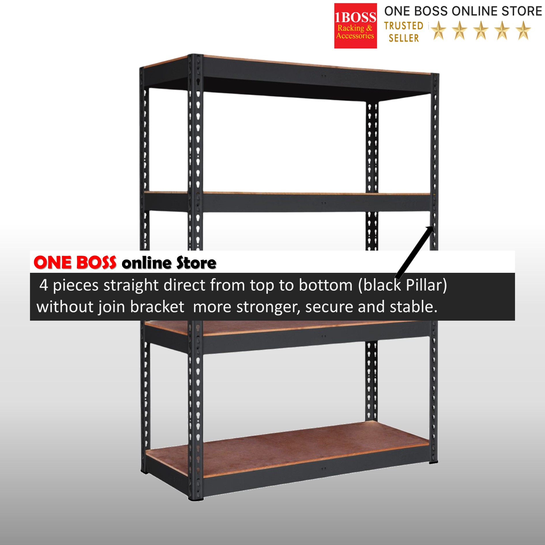 1BOSS 4 Tier/level MATTE BLACK Boltless Heavy Duty Rack Office File ...