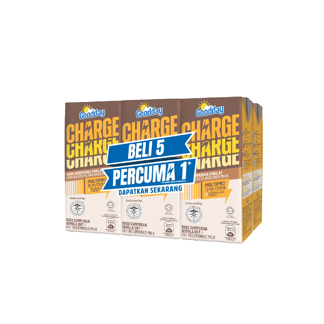 Goodday UHT Charge Chocolate Milk 6 packs/5+1 packs cluster x 200ml ...