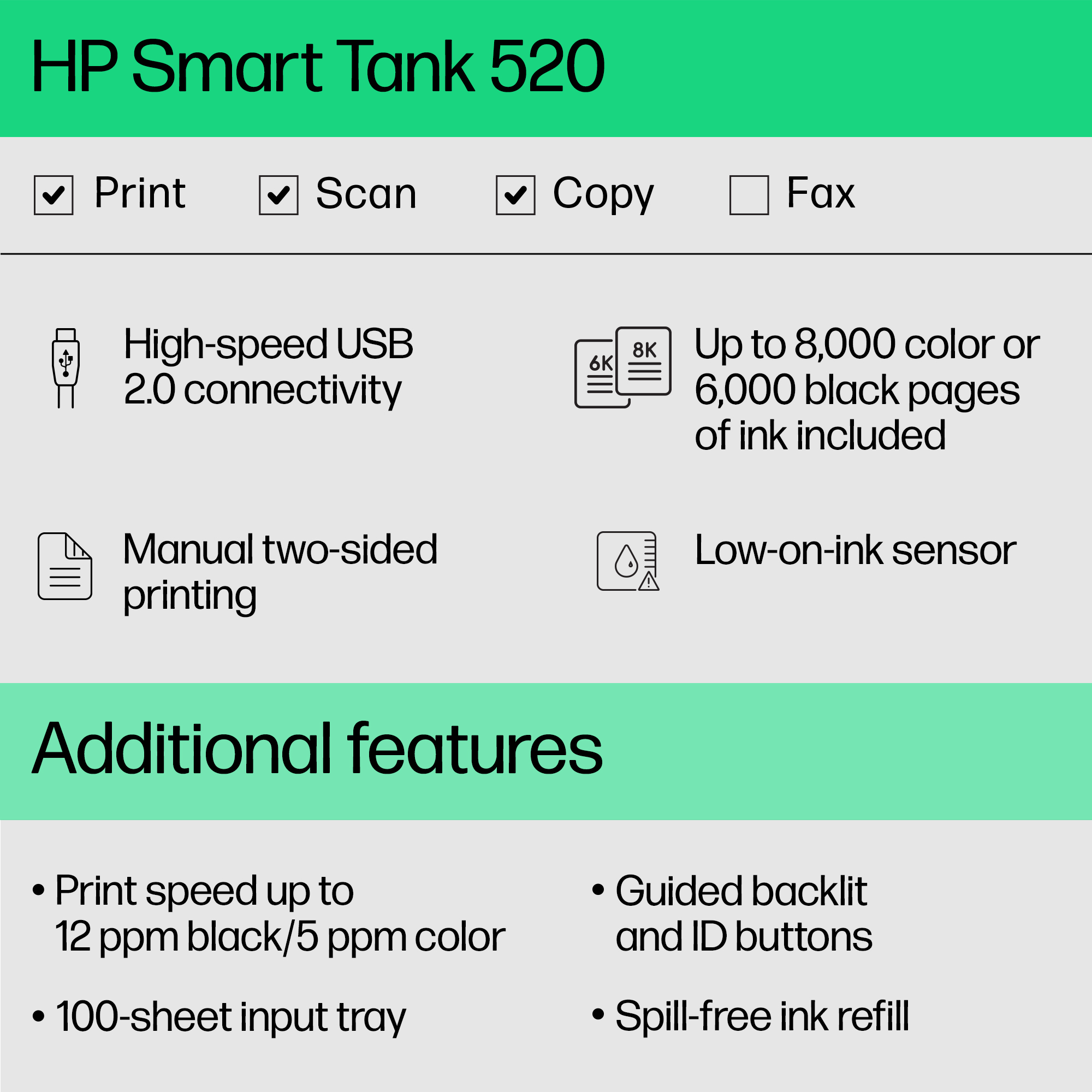 HP Smart Tank 520 A4 Color Inkjet All-In-One Printer Print/Scan/Copy | Shopee Malaysia