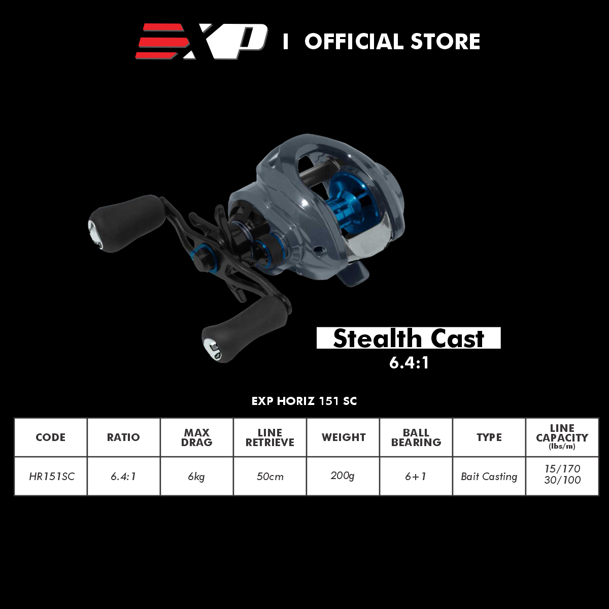 EXP HORIZ REEL bc baitcasting SW NMB Bearing Casting Right /Left Hand ...