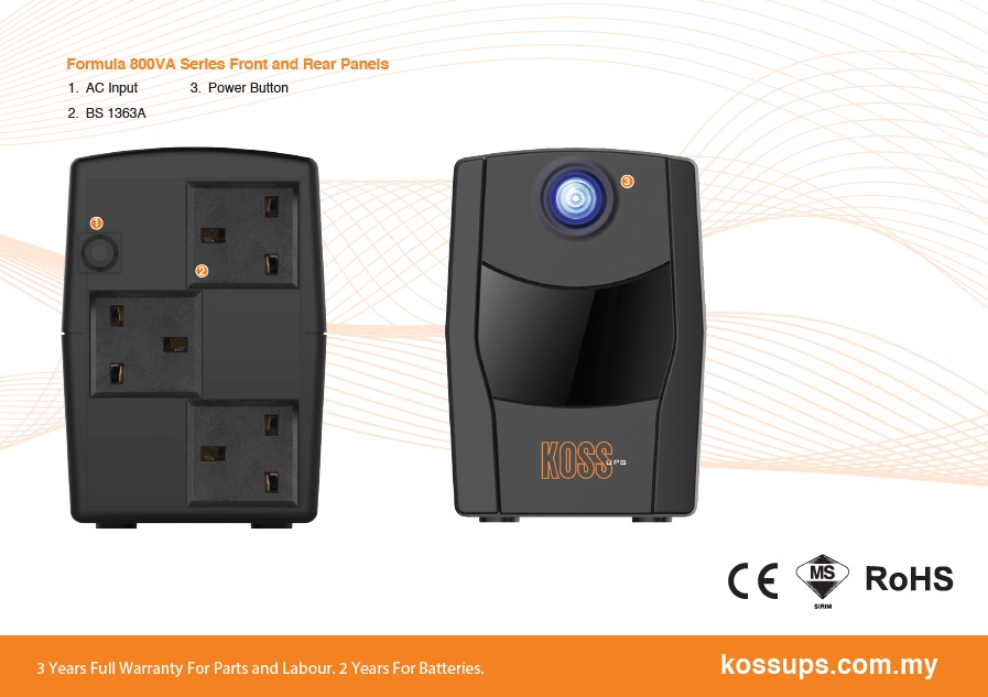 KOSS Formula 800VA / KOSS Formula 800 Line Interactive UPS ...