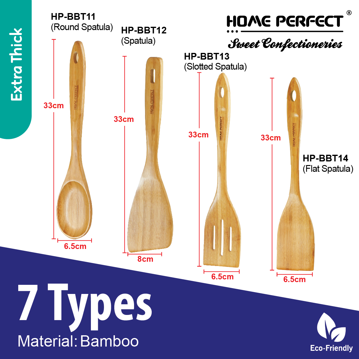 HOME PERFECT Bamboo Non-Scratch Kitchen Utensils, Extra Thick Better ...
