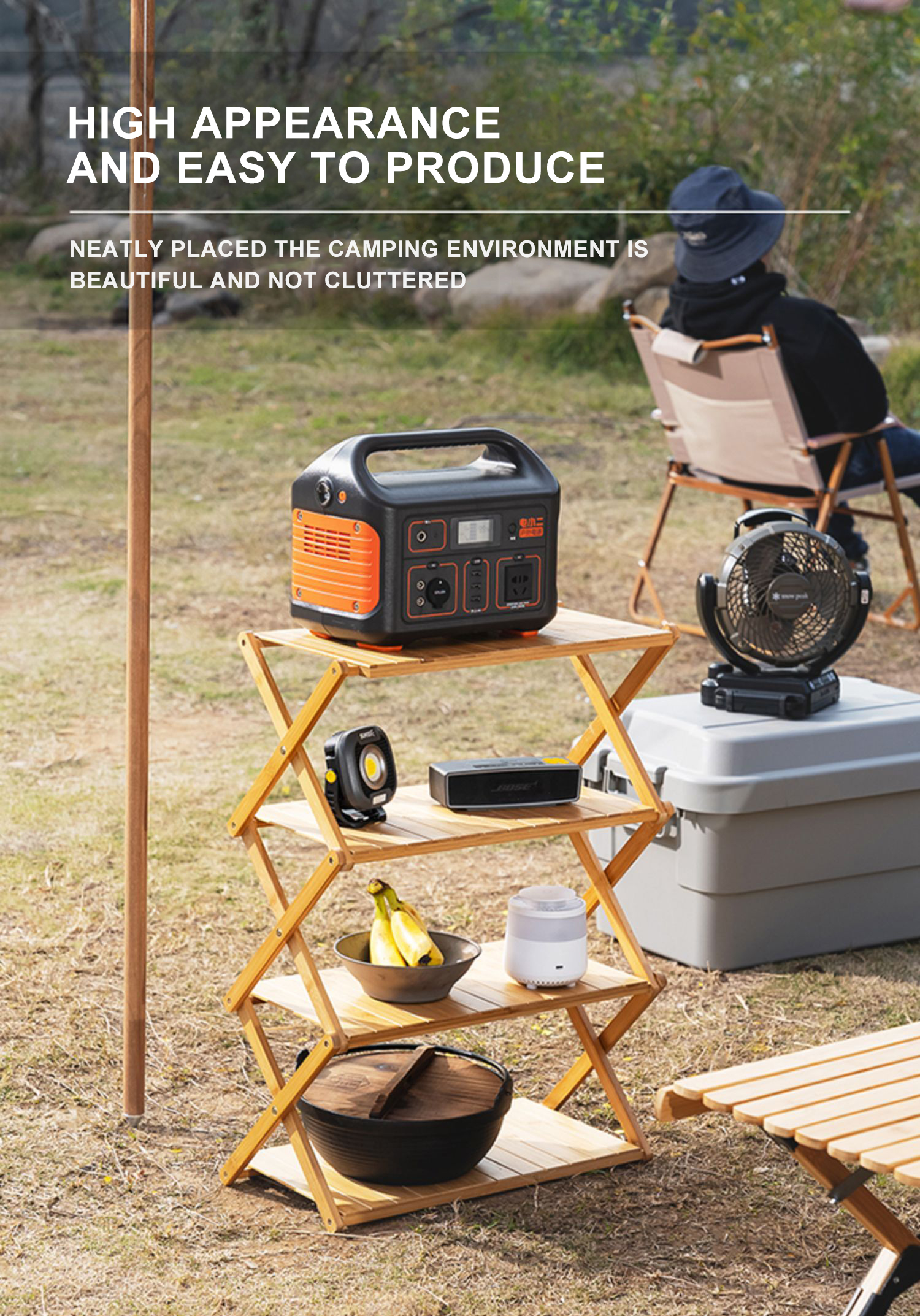 Outdoor Camping rack Multilayer Foldable Wood Shelf Portable Picnic ...