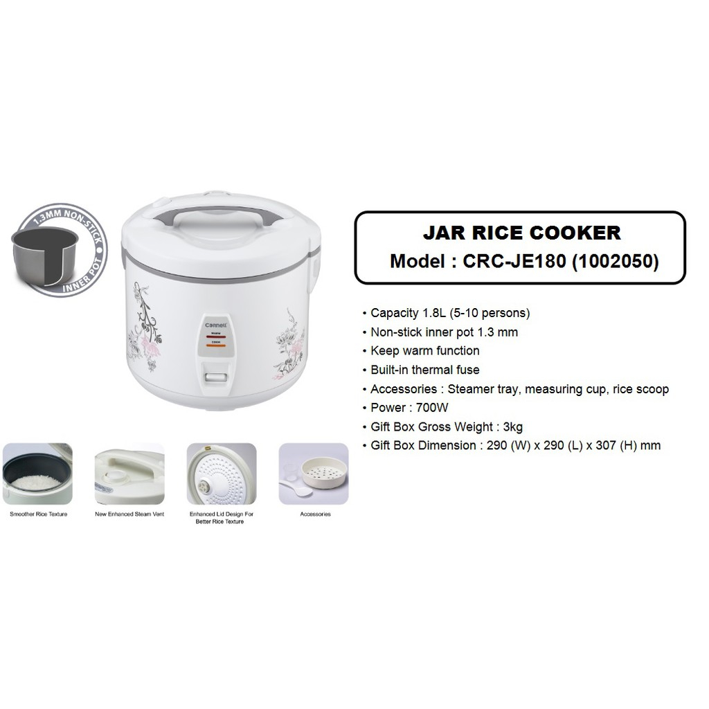 [Bubble Packing] Cornell 1.8L Non Stick Rice Cooker CRC-JE180 Periuk ...