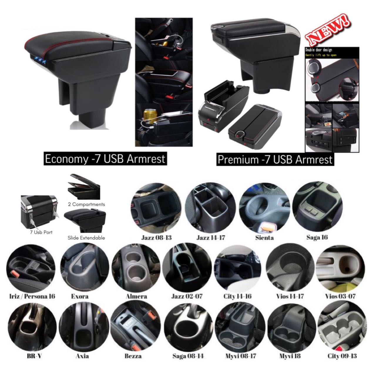 Car Arm Rest Honda,Toyota,Nissan 7 Usb Port Car Armrest Console Box ...