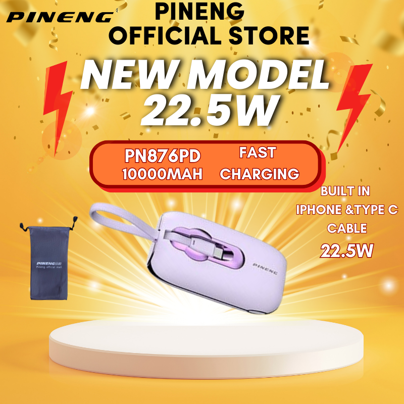 Pineng PN876PD Fast Charging Built In Cable Type C & IP Powerbank (22 ...