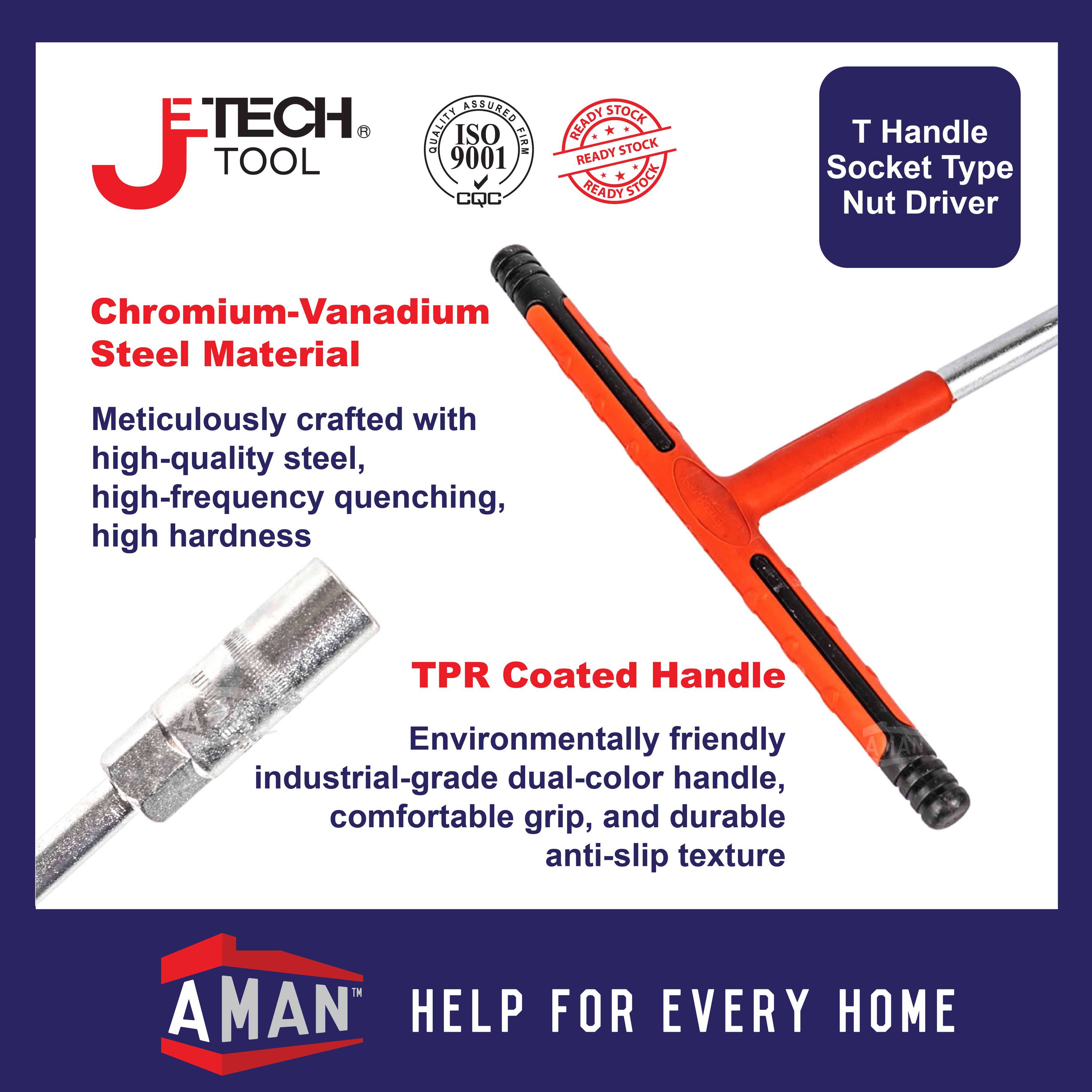 JETECH T Handle T Socket Wrench Long End Box Socket Wrench Hex Nut ...