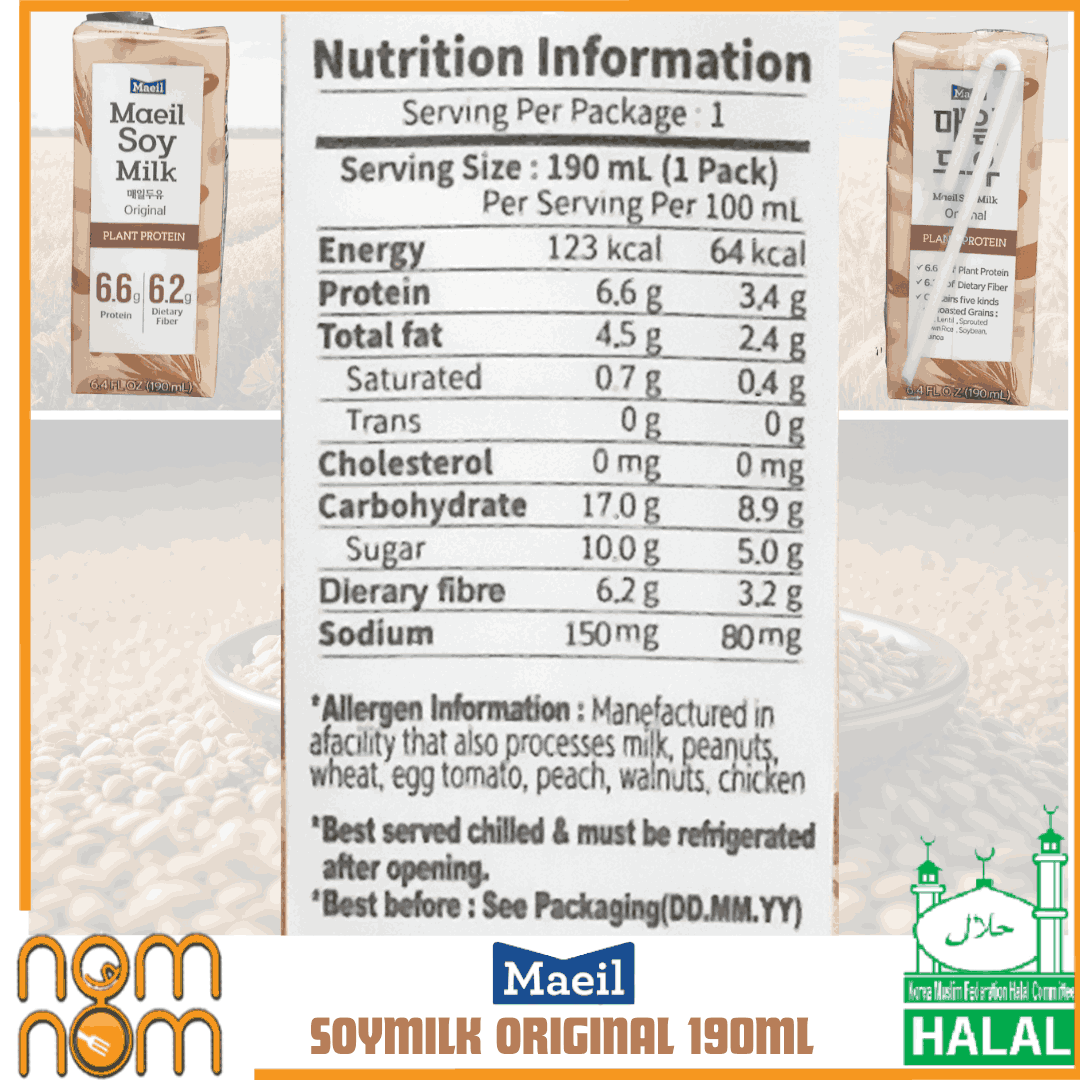 [Halal] MAEIL Korea Soy Milk Original|Chocolate & Amazing Oat Original| Dairy free drink 190ml ...