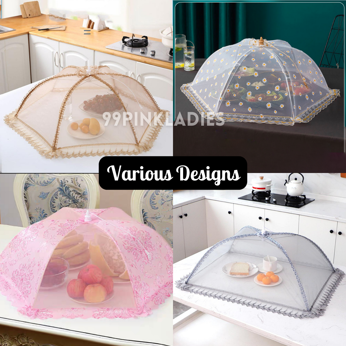 99LADIES Classic Mesh Lace Foldable Retractable Food Cover Elegant ...