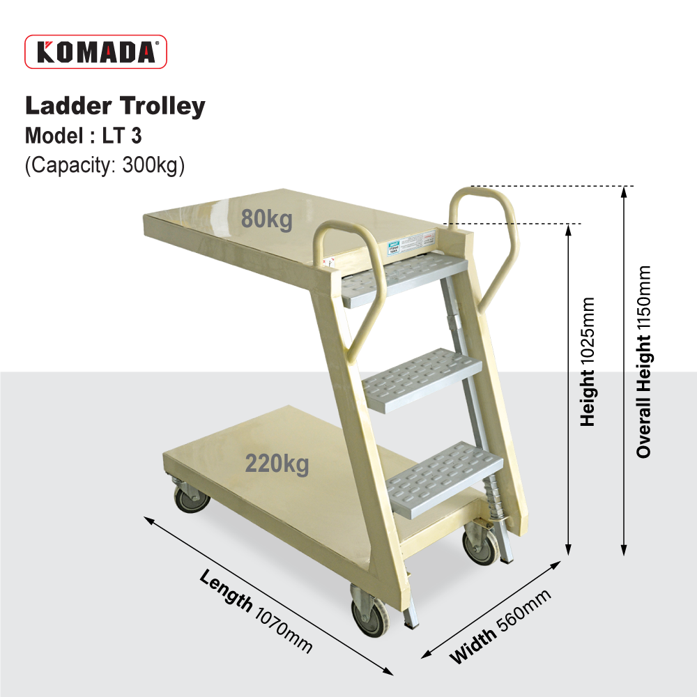 TTF Rack™ KOMADA LADDER TROLLEY Steel Warehouse Mobile Ladder Trolley ...
