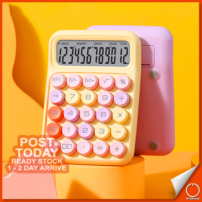 𝐋𝐀𝐑𝐆𝐄 𝐃𝐈𝐒𝐏𝐋𝐀𝐘 12 Digits Candy Rainbow Calculator Big Button School ...