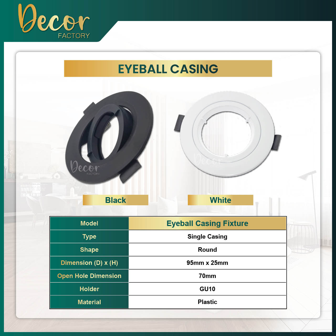 LED Eyeball Casing GU10 Eyeball Fixture Die Cast Aluminium Recessed ...