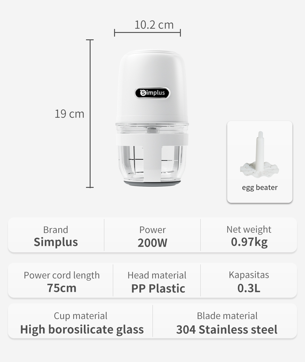 Simplus Baby Food Processor 0.3L | 304 Stainless Steel | 200W Powerful ...