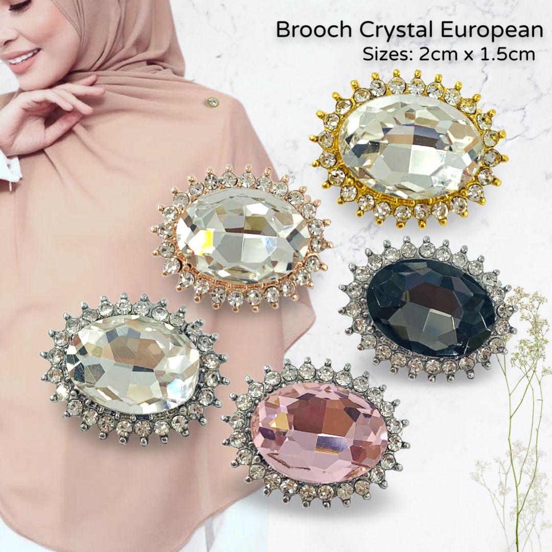 Elegant Brooch 1pc Premium Brooch European Crystal Kerongsang Kristal ...