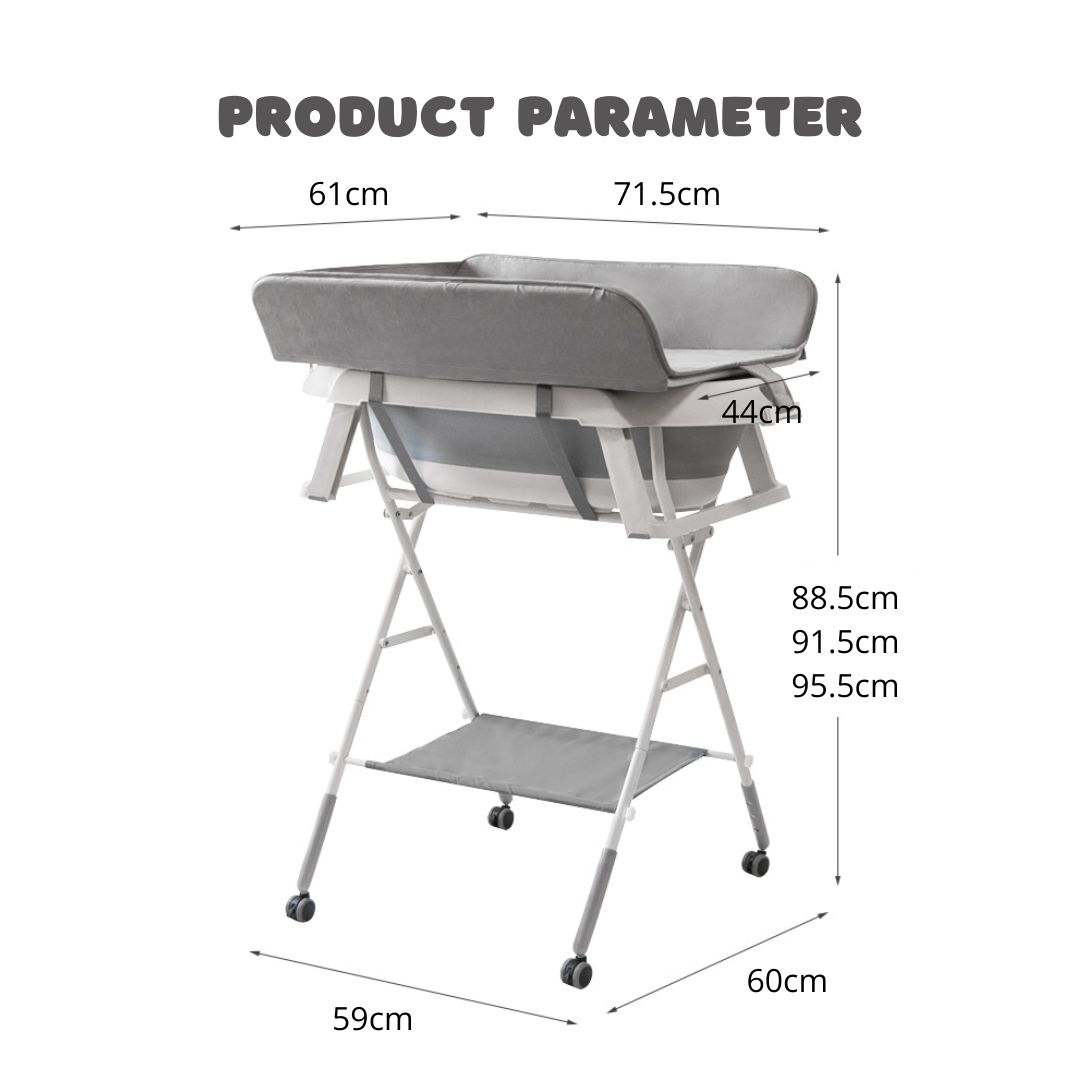 SIMI 2in1 Foldable Baby Bath Tub Stand Set Diaper Changing Table ...