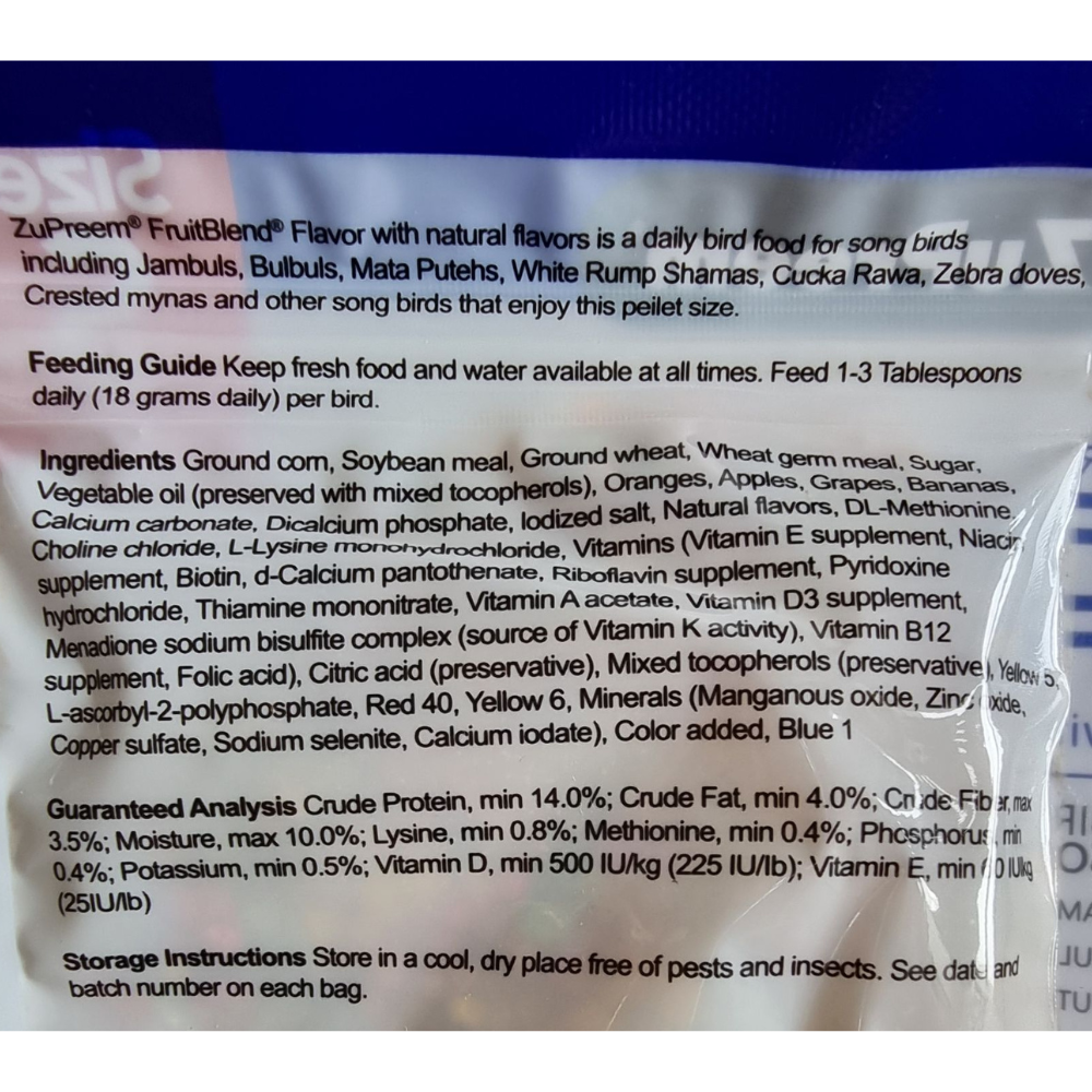 [100g] Zupreem Bird Food Natural Fruit Flavor Fruitblend Daily Dedak ...