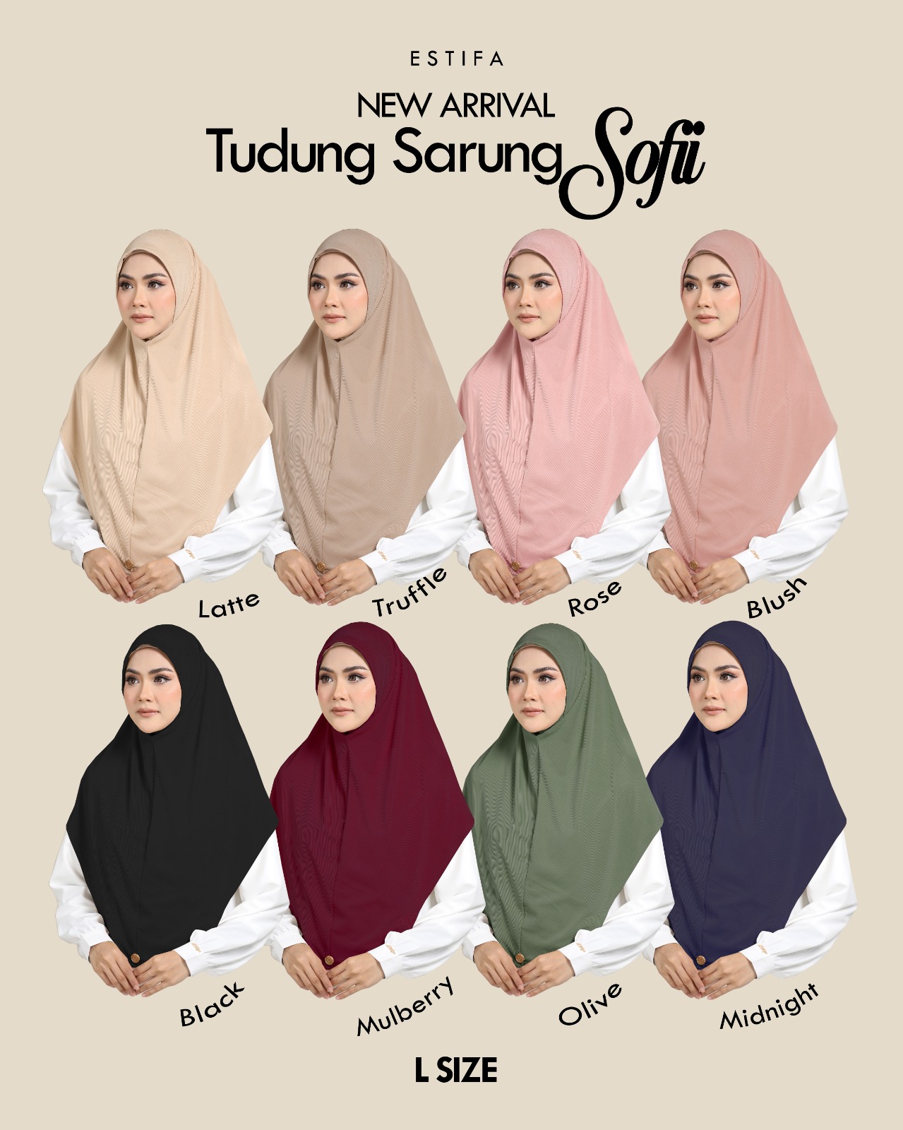 ESTIFA Tudung Sarung Sofii Ribbed Scarf - 3saiz (M/L/XL) | Shopee Malaysia