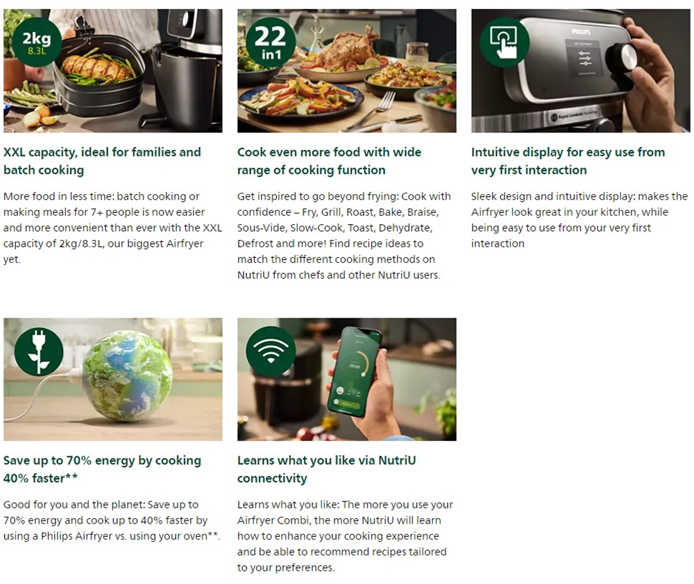 Philips HD9880 8.3L Series 7000 Combi Connected XXL Airfryer | ESH ...