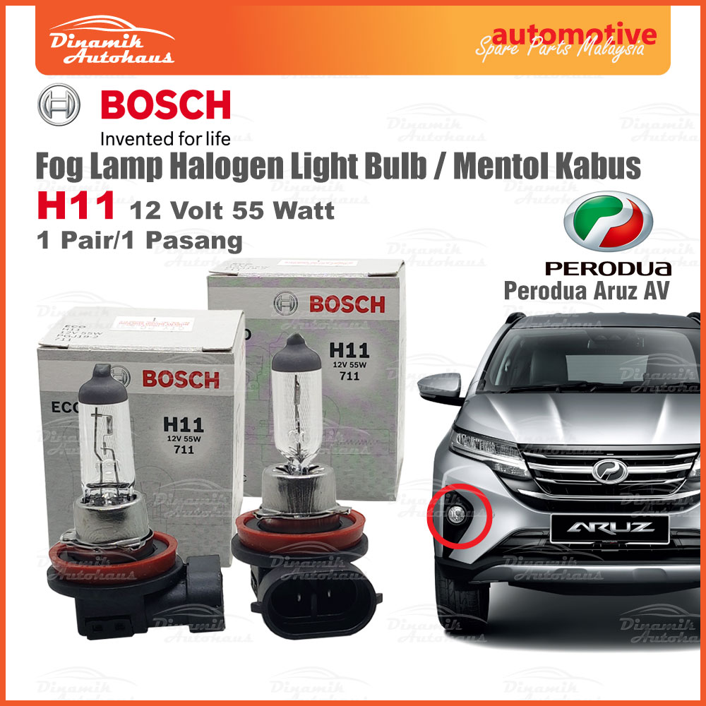 Perodua Aruz Fog Lamp Halogen Light Bulb Mentol Lampu Kabus Bosch H11 12 Volt 55 Watt Bulb (2 ...