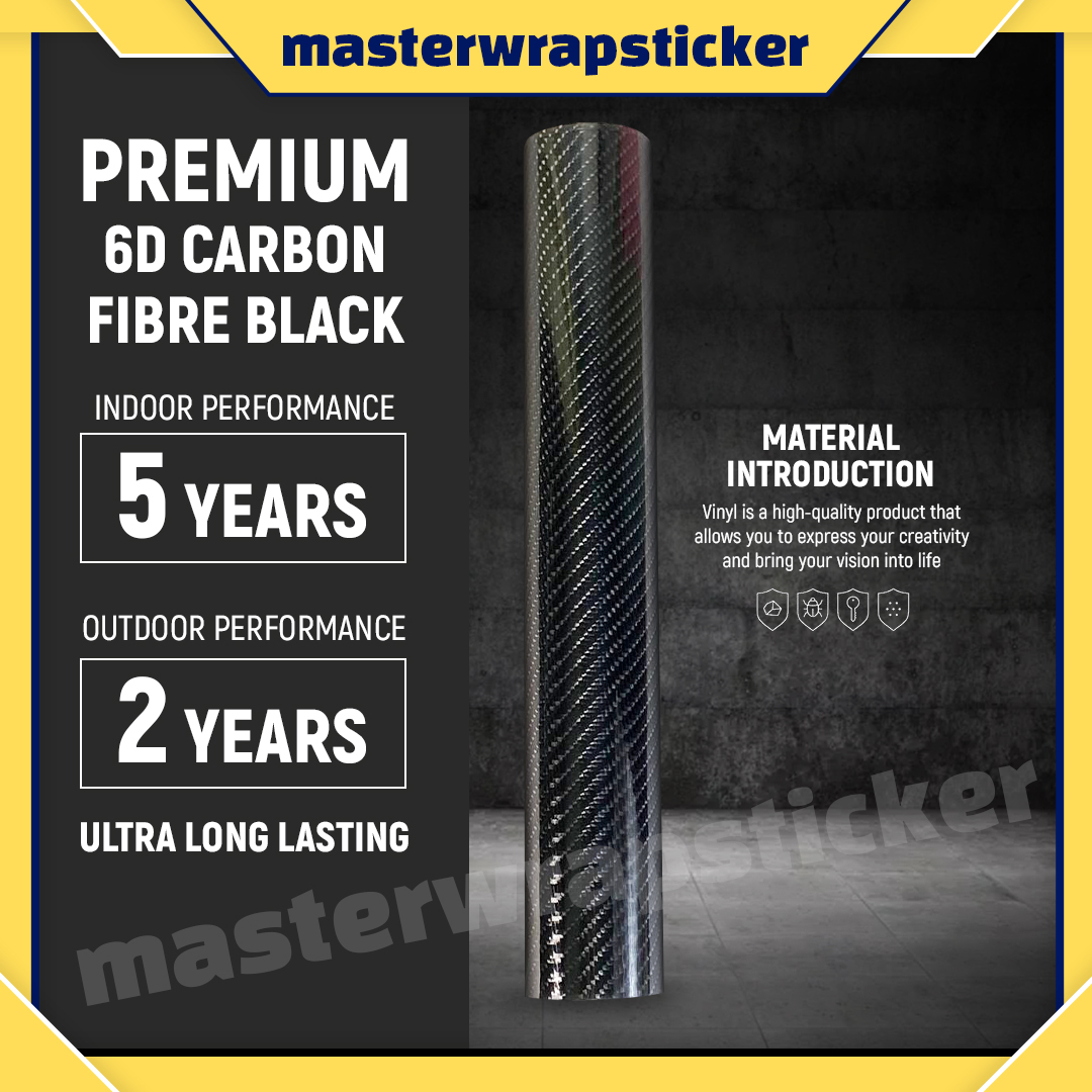 6D BLACK CAR CARBON FIBER STIKER KILAT(152CM-180CM)sticker kereta Bonet ...