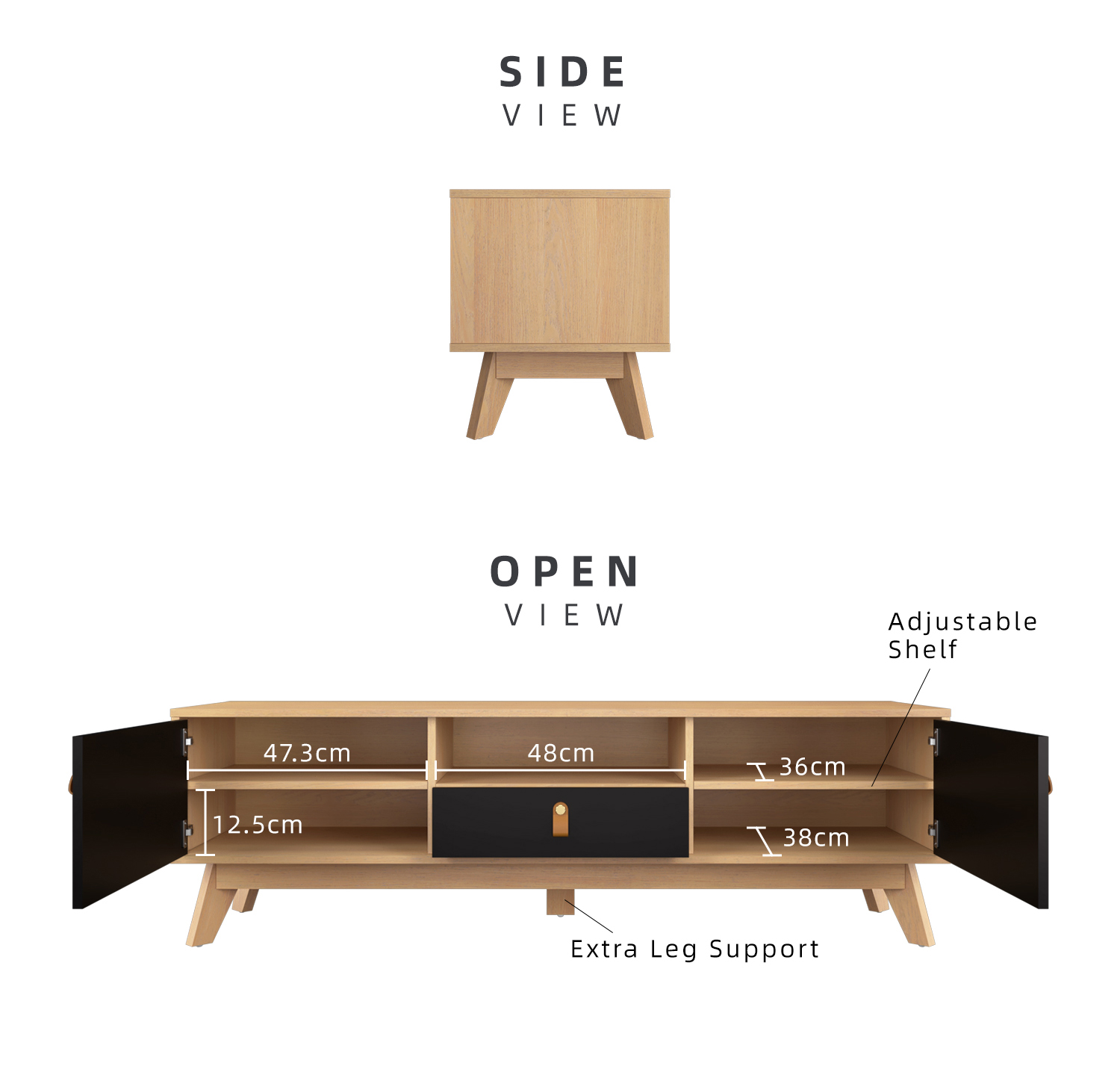 KitchenZ Xavier Series Minimalist TV Cabinet Display Cabinet Side Table ...