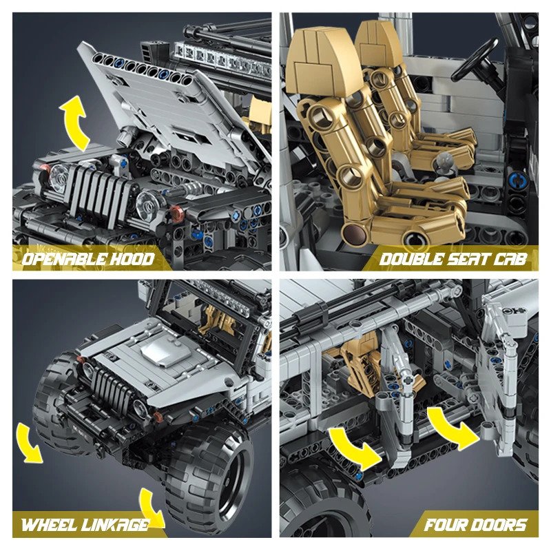 Mould King 15009 Technic Off-Road Remote Control Jeep Wrangler ...