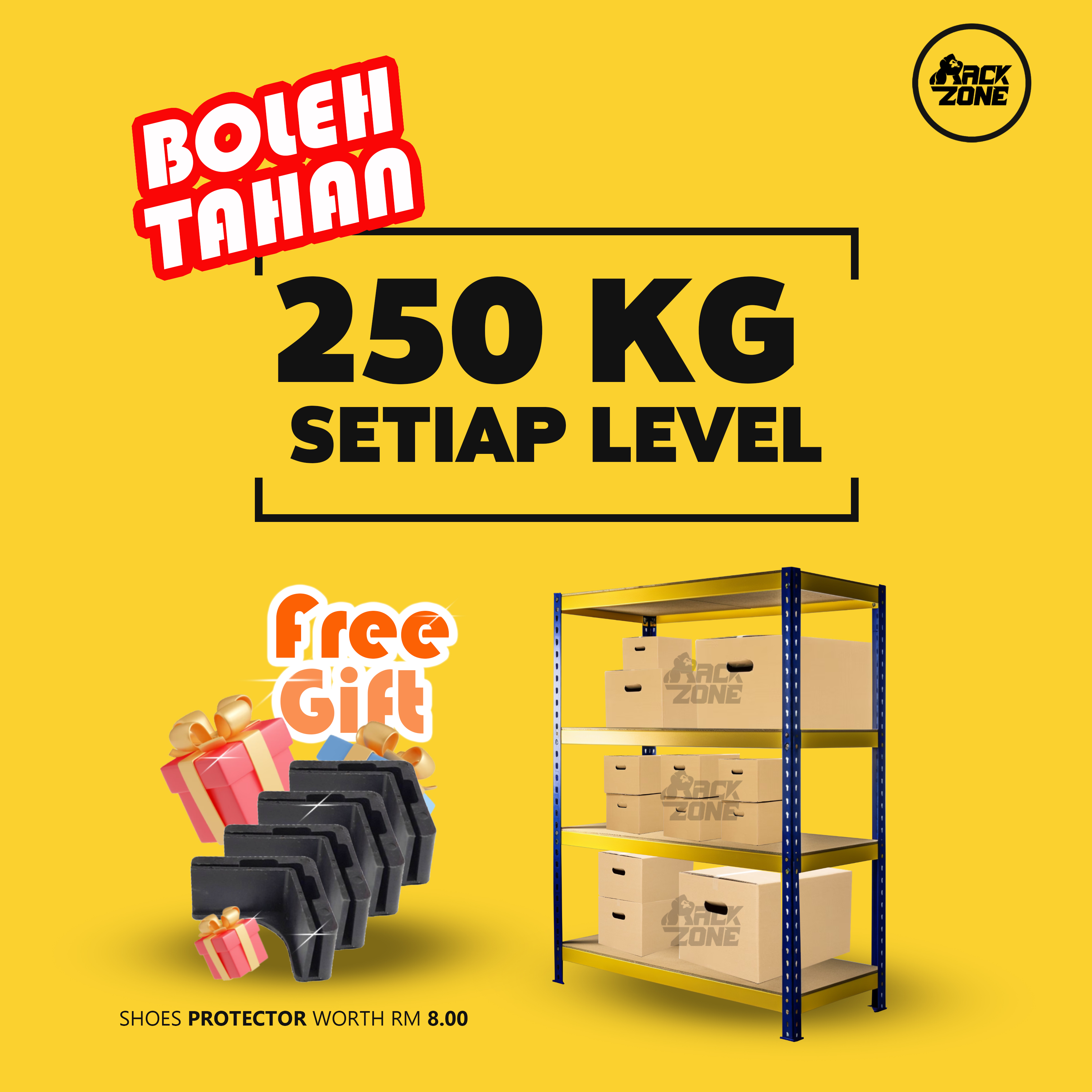 RACKZONE 4 Level Storage Rack Boltless Rak Besi Bertingkat Dapur Home ...