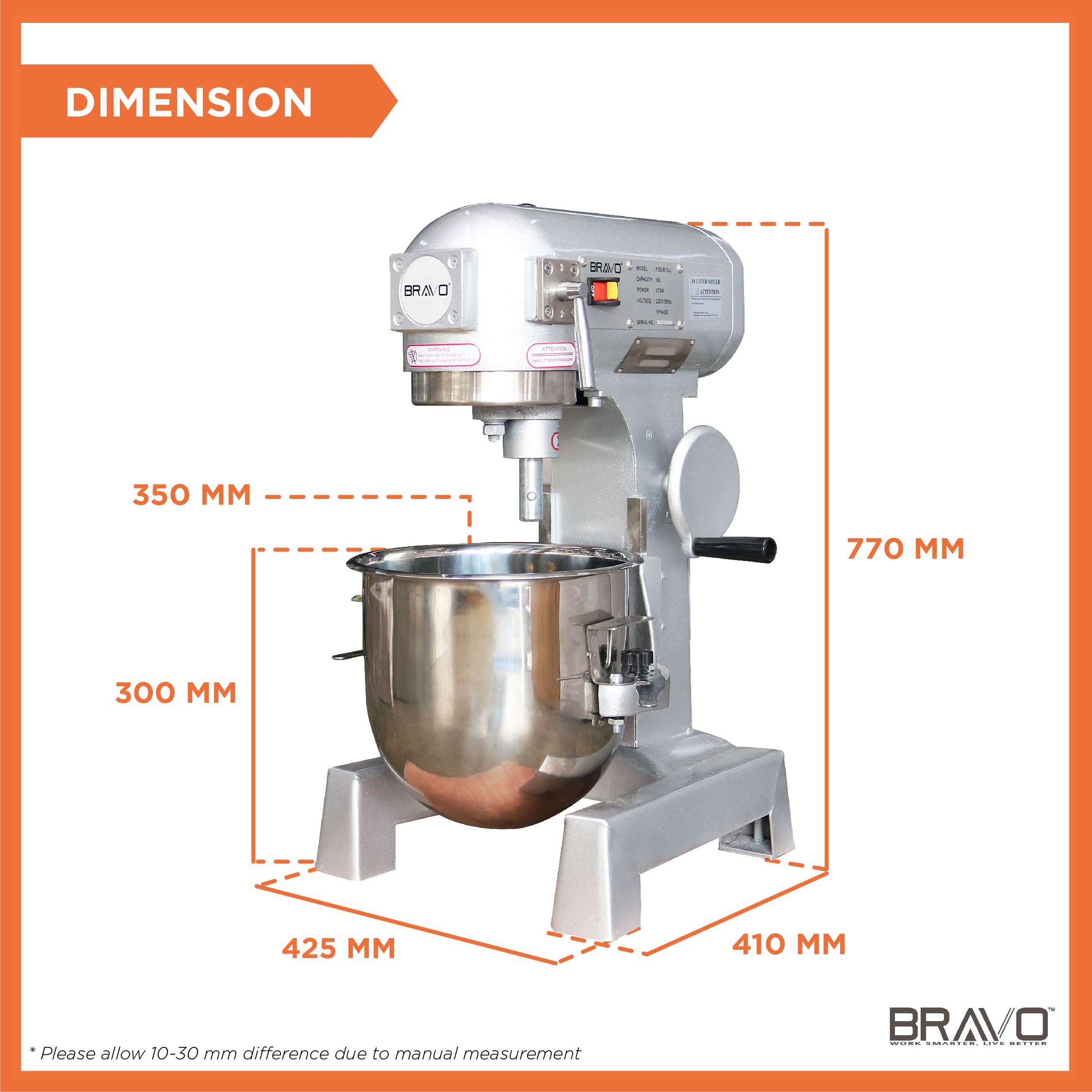 BRAVO B20 Bakery Stand Mixer Capacity 20 Litres and 5KG Flour [20L ...