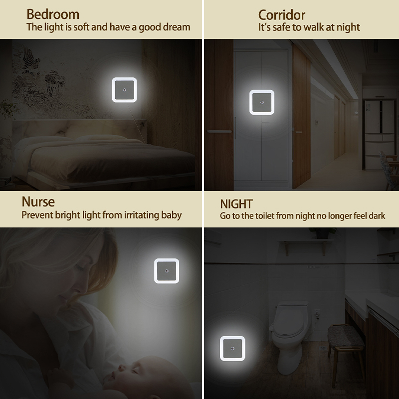 LED Intelligent Night Light Lampu Tidur Automatic Light Control Sensor ...