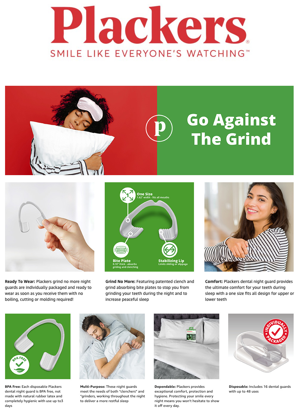 Plackers Grind No More Night Guard, Nighttime Protection for Teeth ...