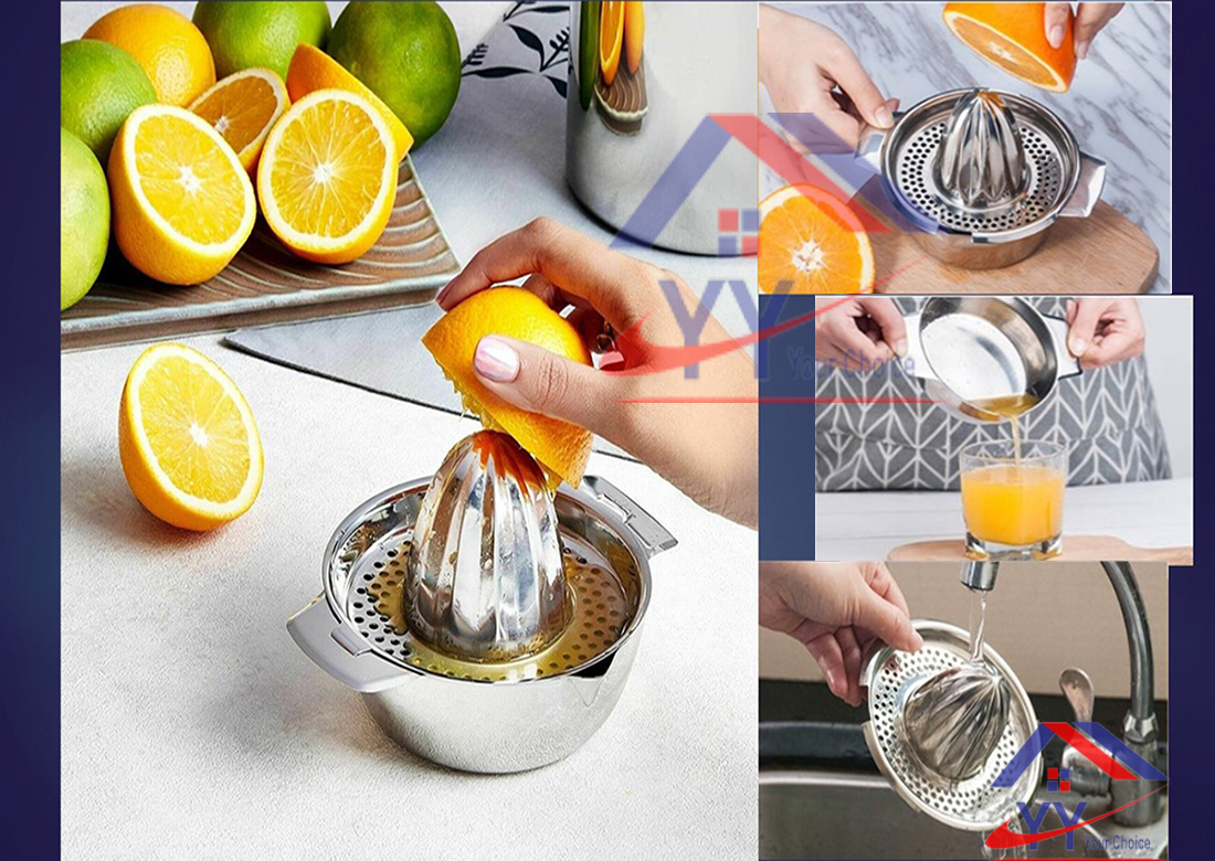 Stainless Steel Simple Juicer/Lemon Squeezer/Manual Squeezer with Bowl ...