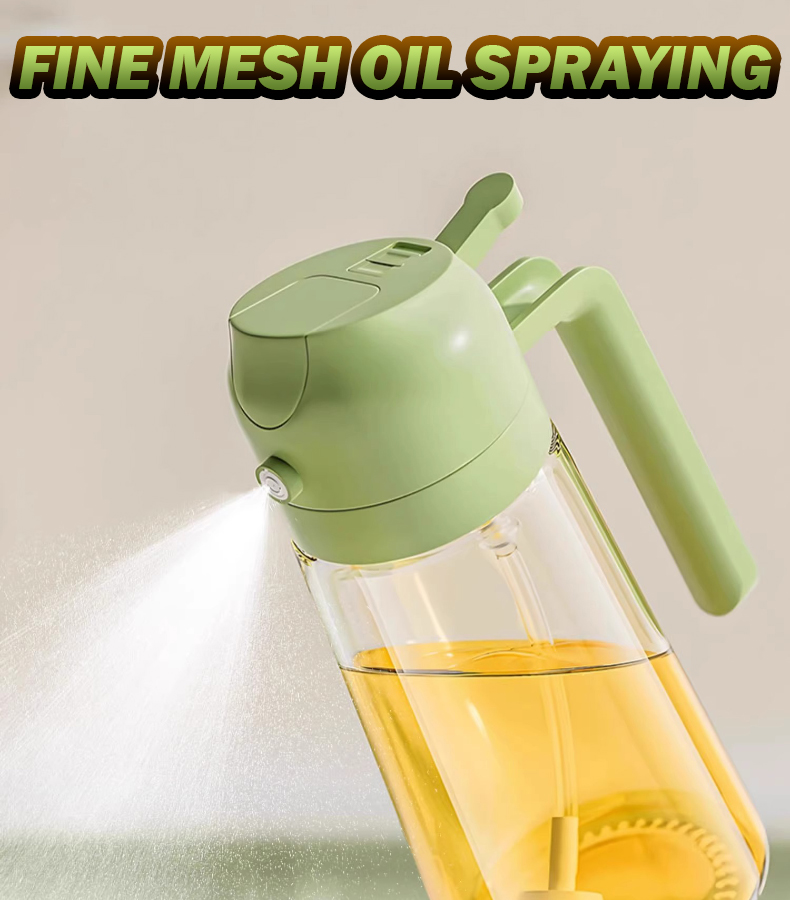 2-IN-1 Oil Bottle Dispenser & Sprayer With Glass Bottle Anti Leakage ...