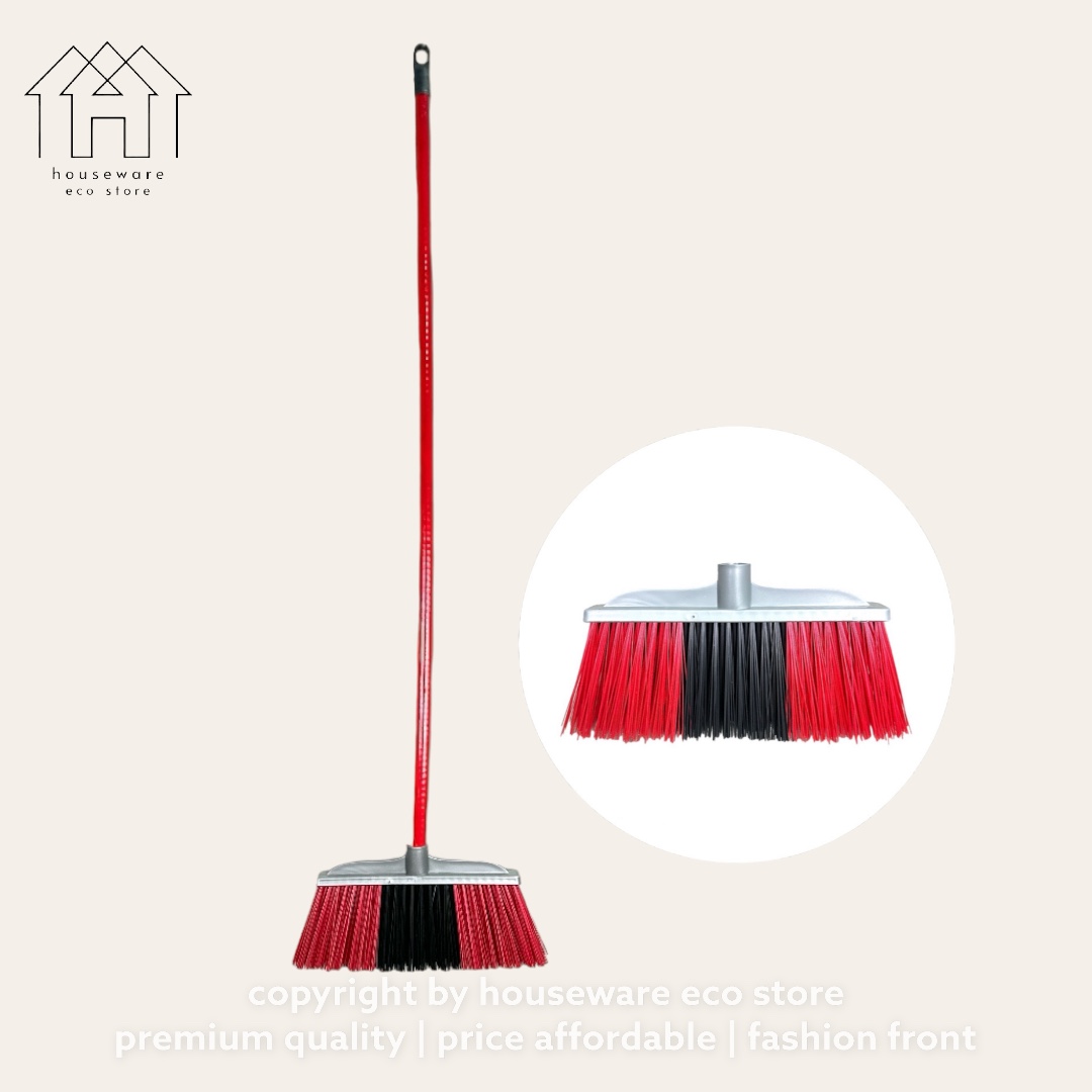 Nylon Broom With Handle / Red Black Color Cleaning Broom Sweeper ...