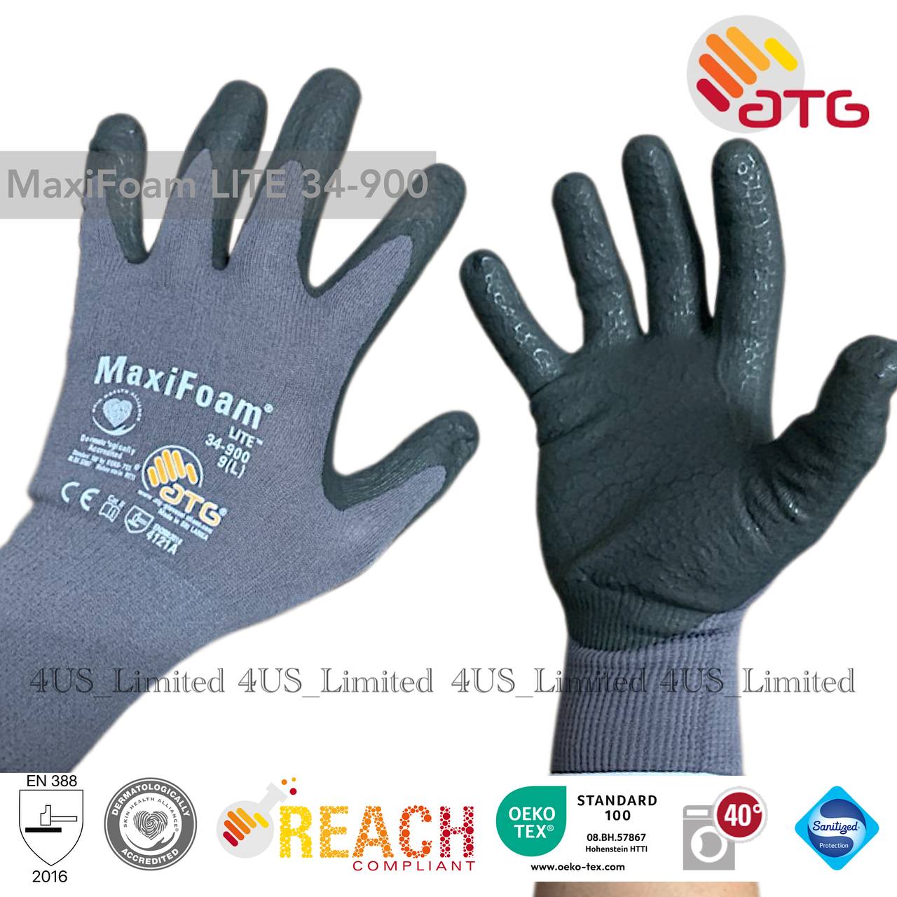MaxiFoam LITE 34-600 & 34-900 Safety Gloves | Mechanical work gloves | Dry/Dirty environment ...