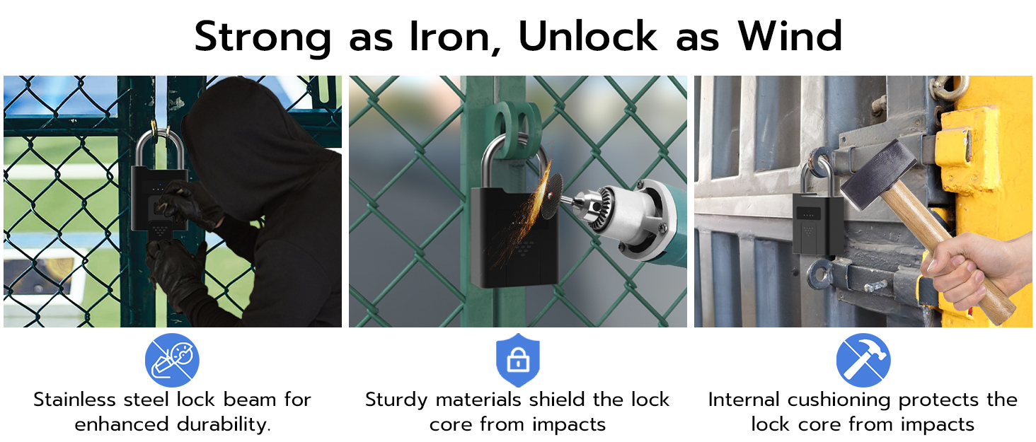 Sliding Door Lock Fingerprint Padlock With Key Smart Door Lock Outdoor ...
