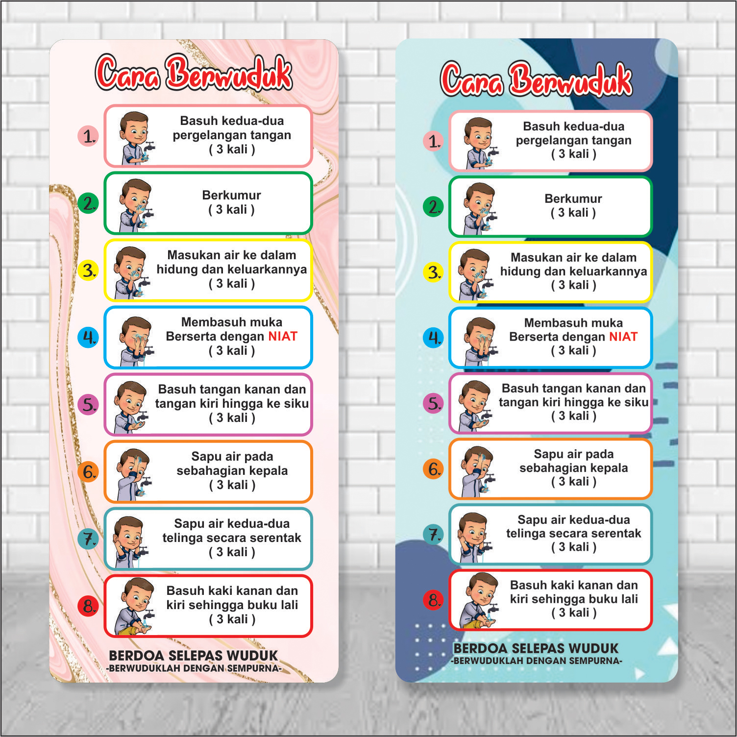 Sticker Panduan Berwuduk, Niat wuduk beserta Doauntuk Anak, Cara ambil ...