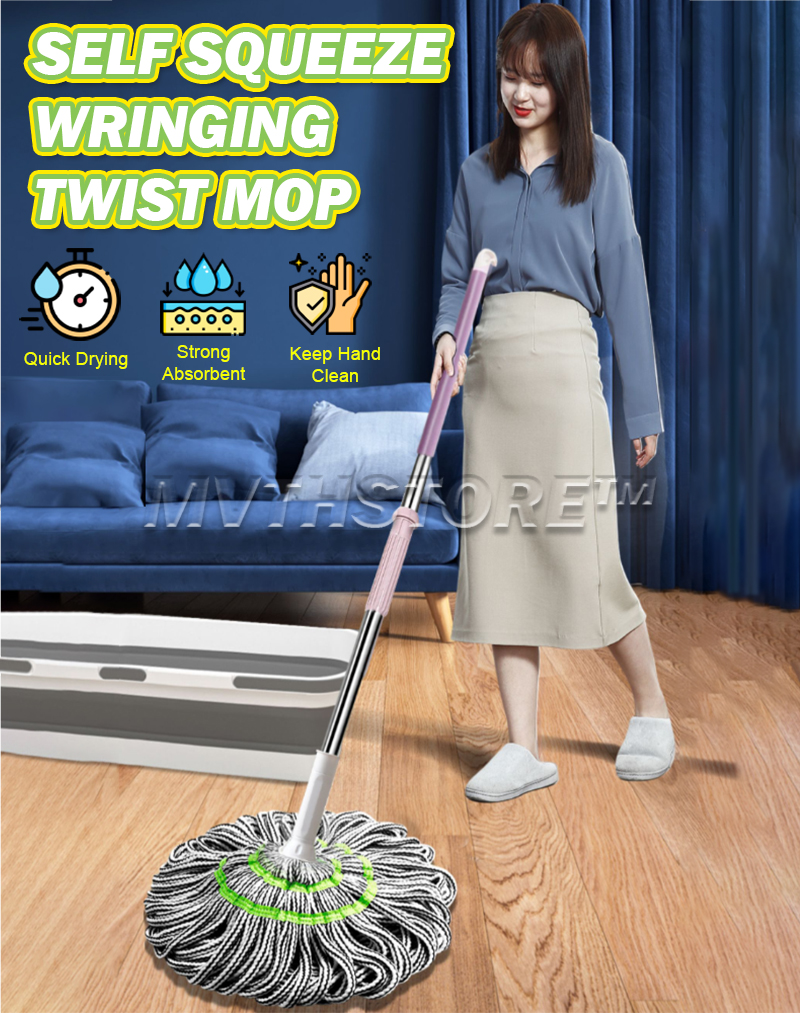 Twist Mop With Wringer Microfiber Strip For Floor Cleaning Wringing Mop ...