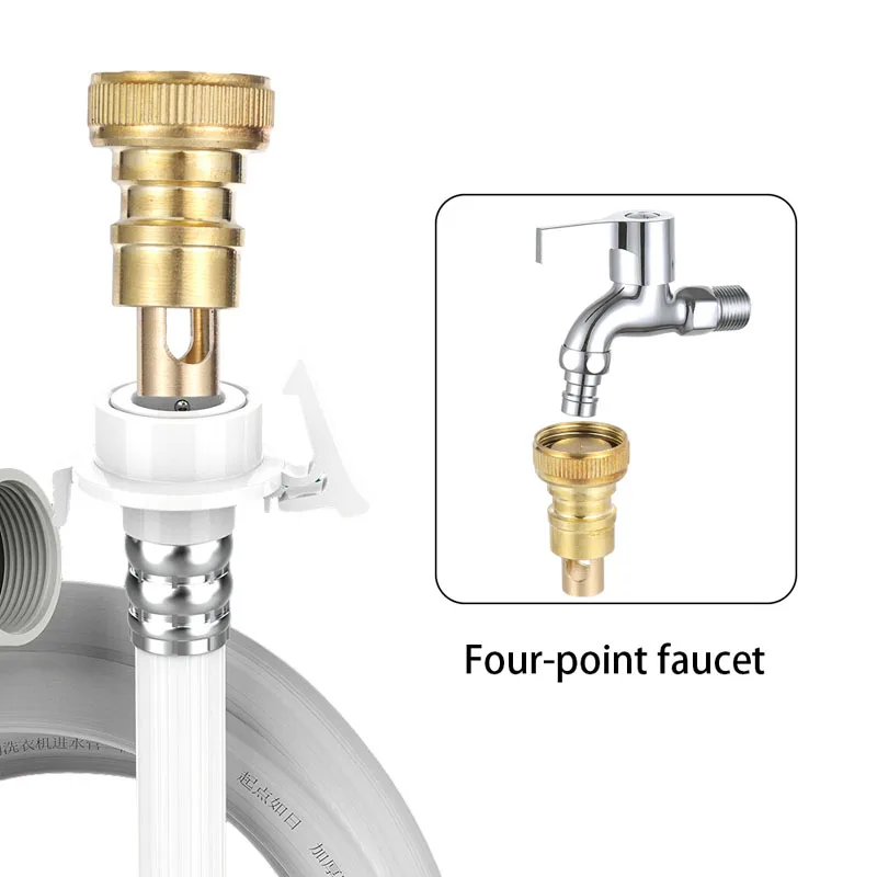 Washing Machine Inlet Hose Water Faucet Adapter with Special Stop Valve ...
