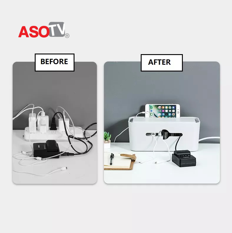 ASOTV® Extension Cable Plug Socket Organizer Storage Box 1170 Cable ...