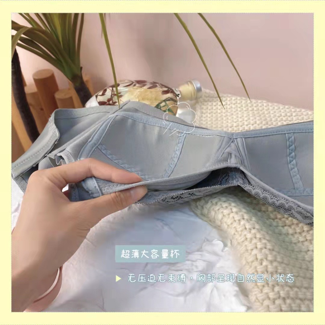 Women Thai Lace Bra Plus Size Large Cup (Cup 36-46) Wireless Thin ...