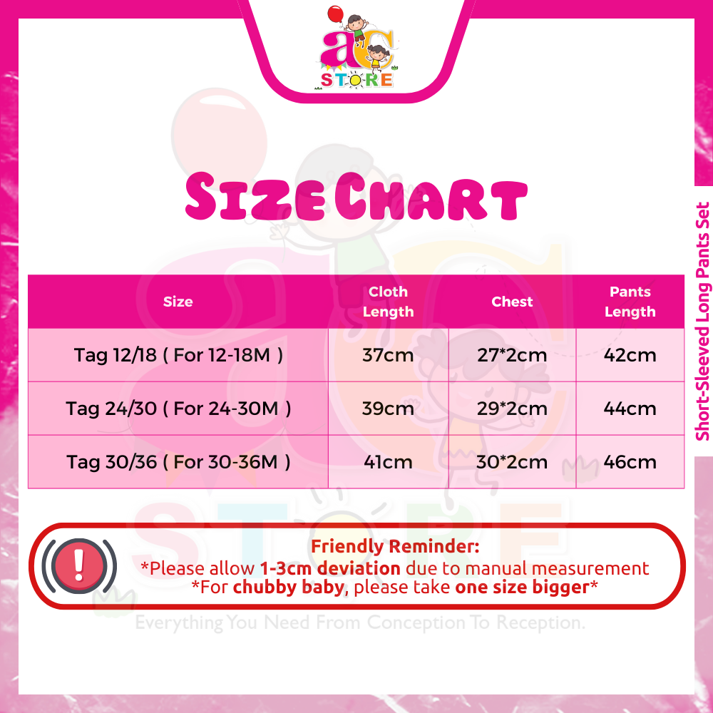AC-(1-3years) Ruffle Flower Printed Set Baju Pyjamas Baby Girl Baju ...