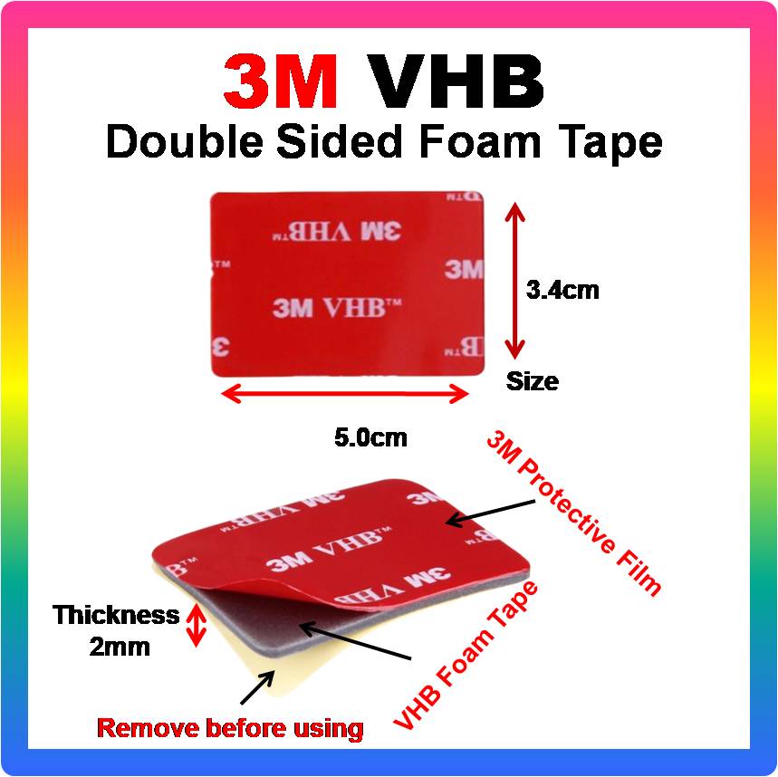 3M VHB Double Sided Foam Tape Strong Heavy Duty Adhesive Pads Multi Purpose | Shopee Malaysia