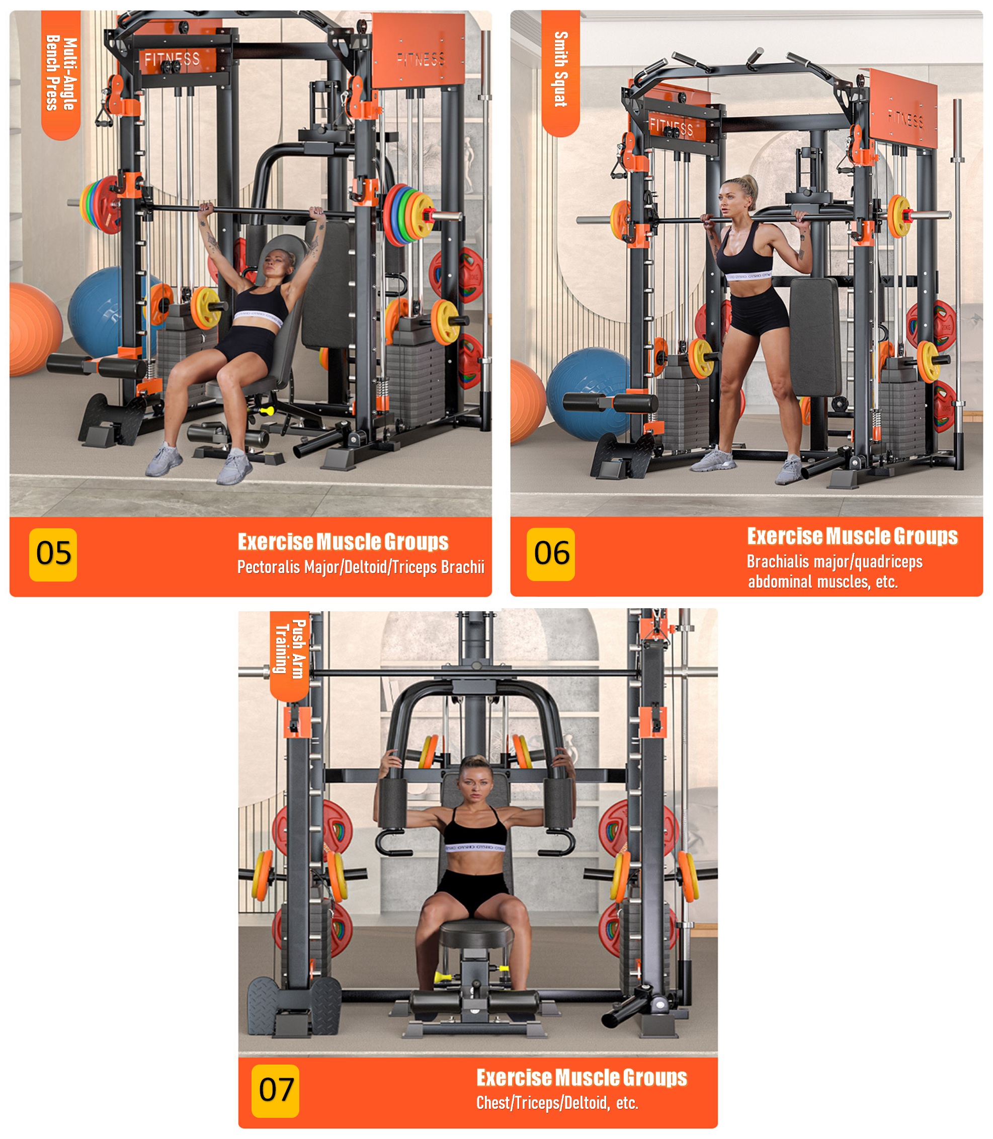 Commercial Grade Smith Machine Power Cage Rack Fitness Equipment Full ...