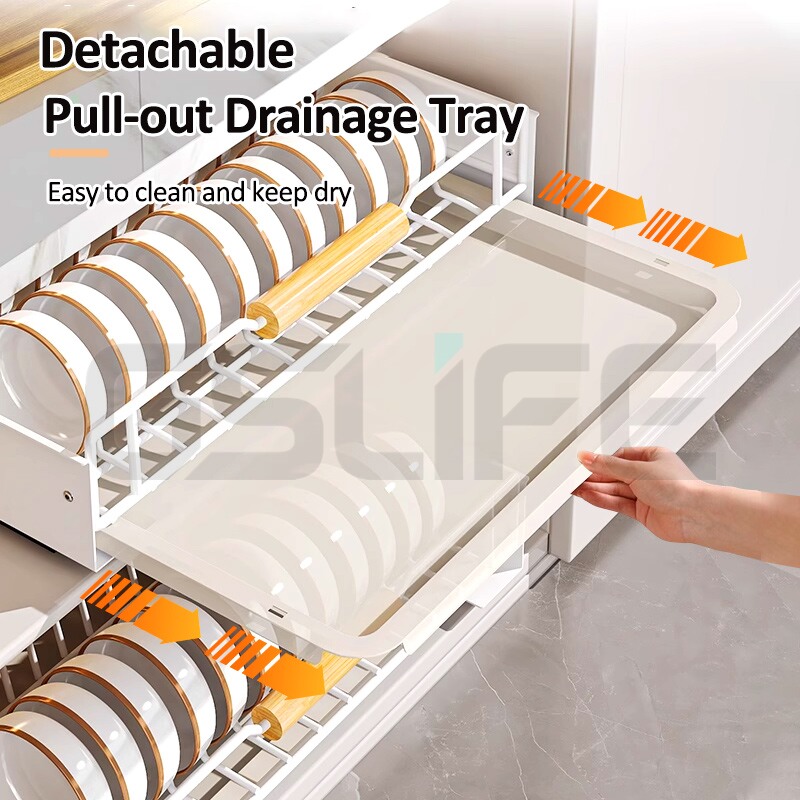 GSlife ⭐No Punching⭐Pull Out Dish Rack Stainless Steel Kitchen Plate ...