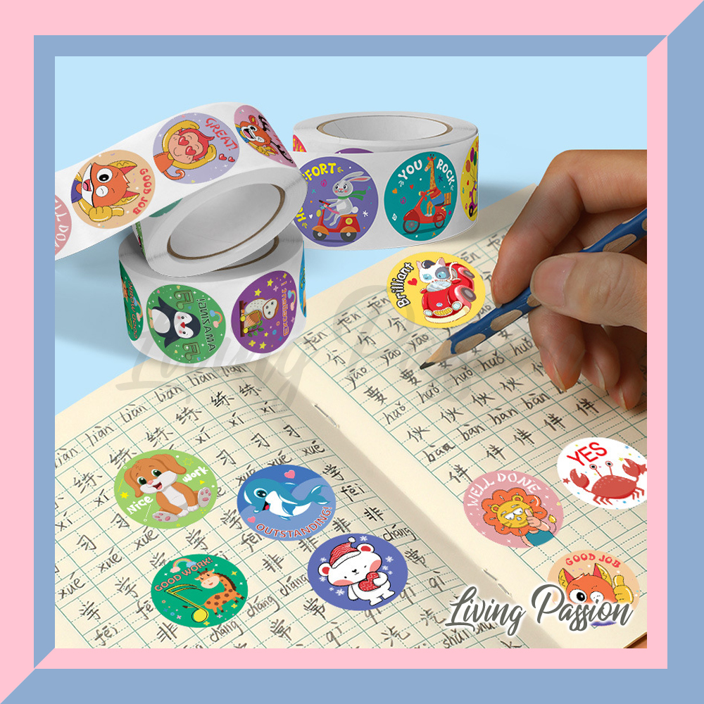 500pcs/roll Reward Stickers Children Kids Student School Great Work ...