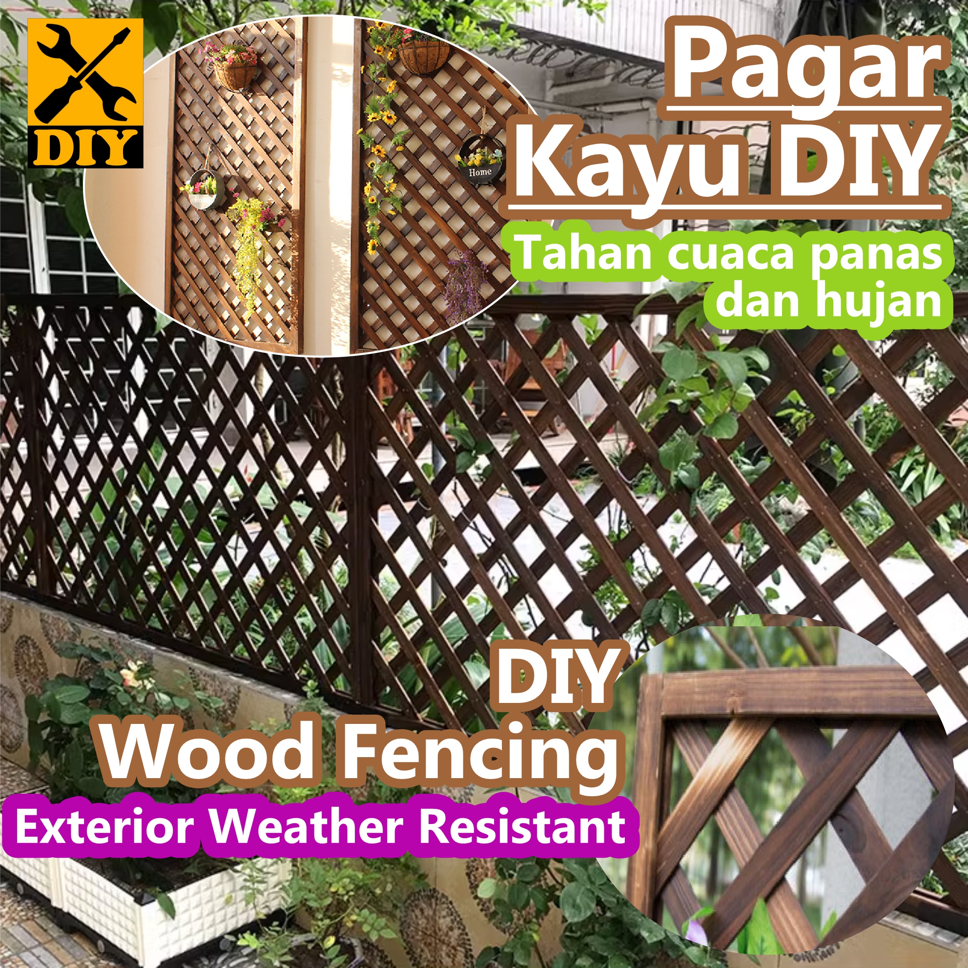 Pagar Kayu Wood Fencing XNet 150cm Outdoor Quality Wood Partition ...