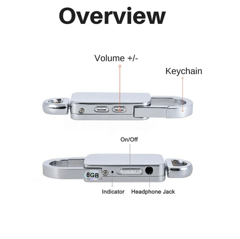 Keychain Voice Recorder Voice Mini Audio Media Player Student Teacher ...